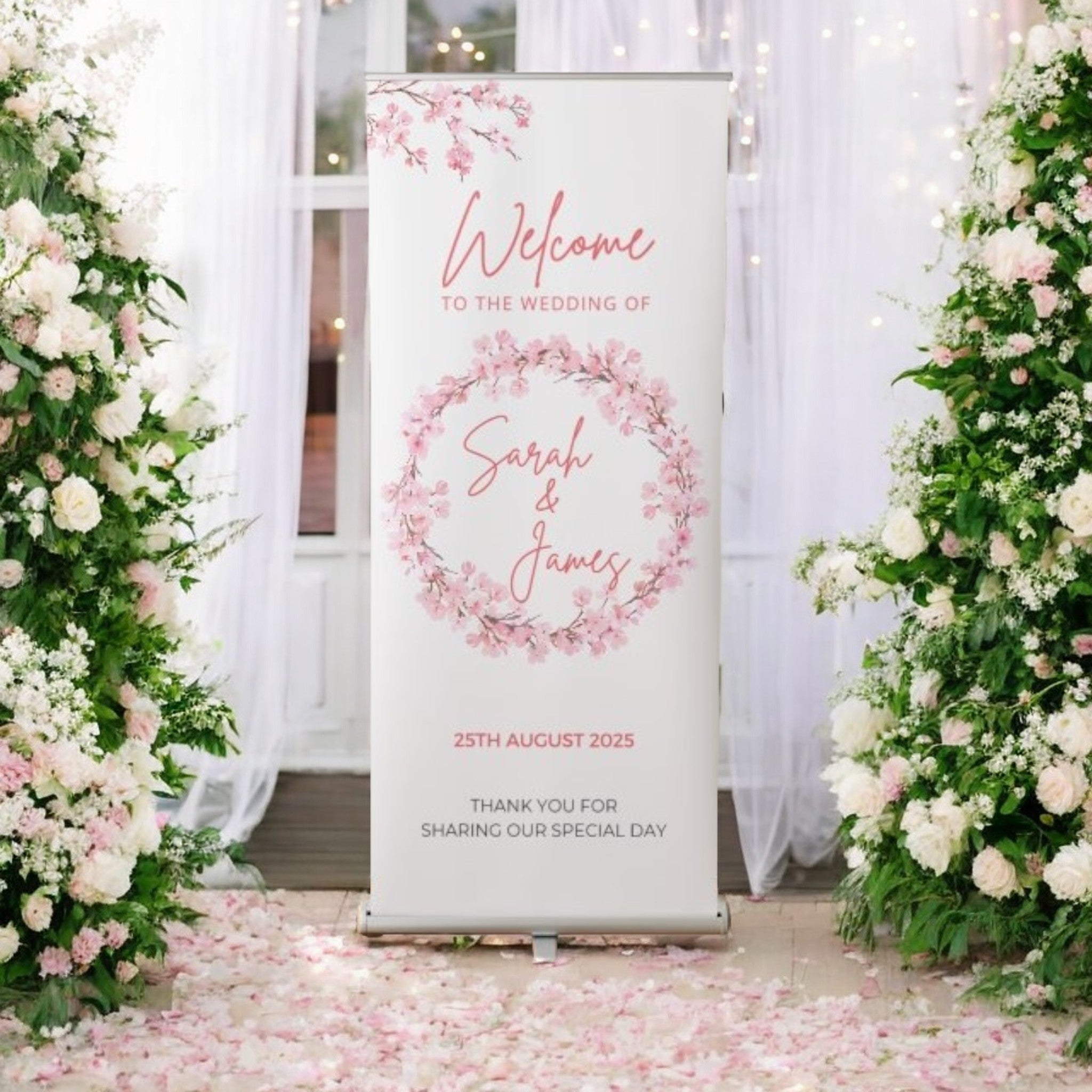 Cherry Blossom Wedding Roller Banner, Wedding Welcome Banner ...