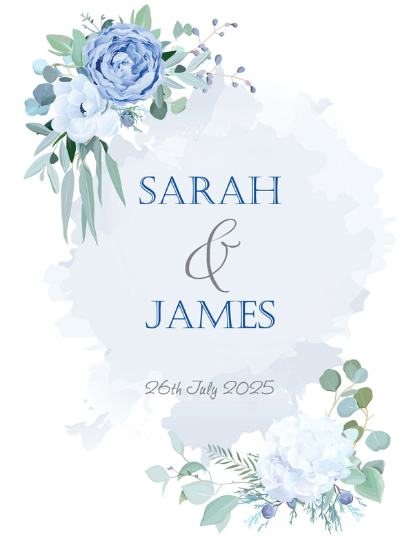 Dusky Blue Roses Personalised Aisle Runner | Bride and Groom Direct