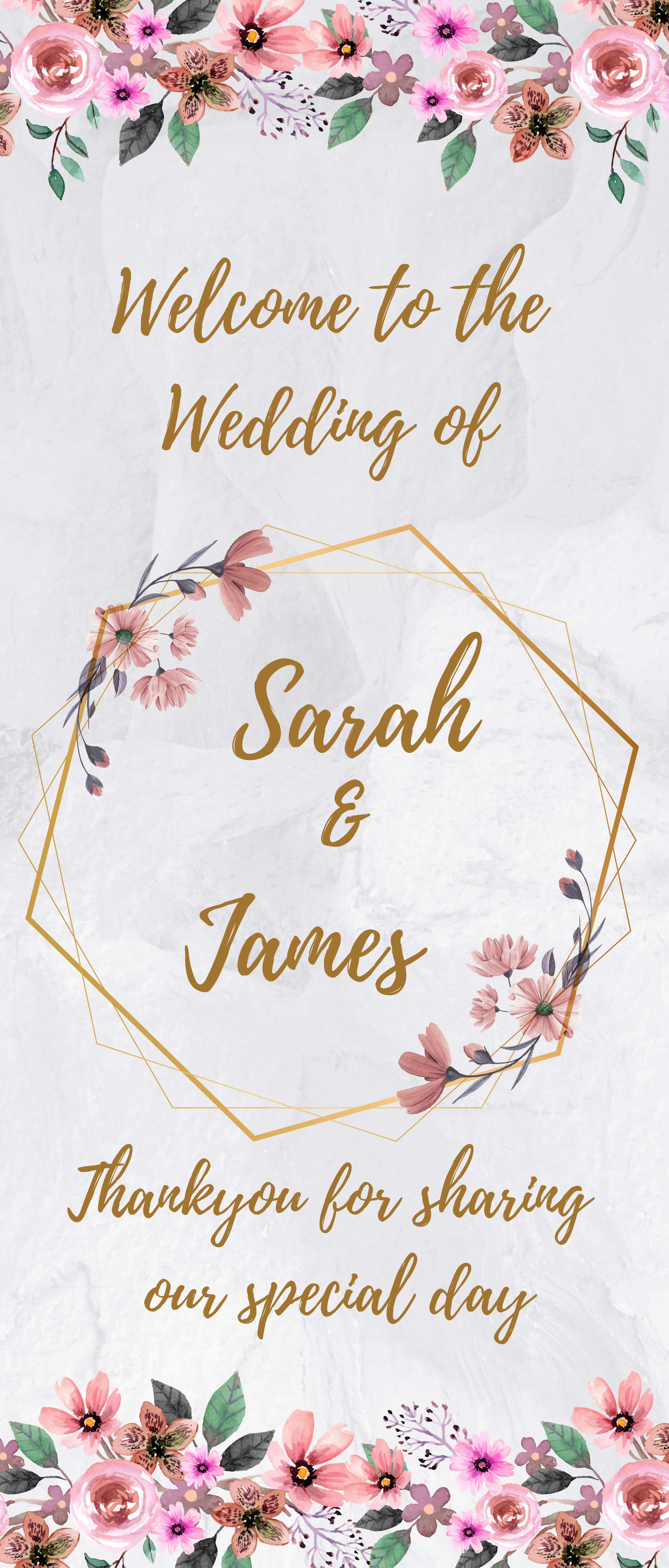 Geometric Wedding Roller Banner, Wedding Welcome Banner, Personalised ...