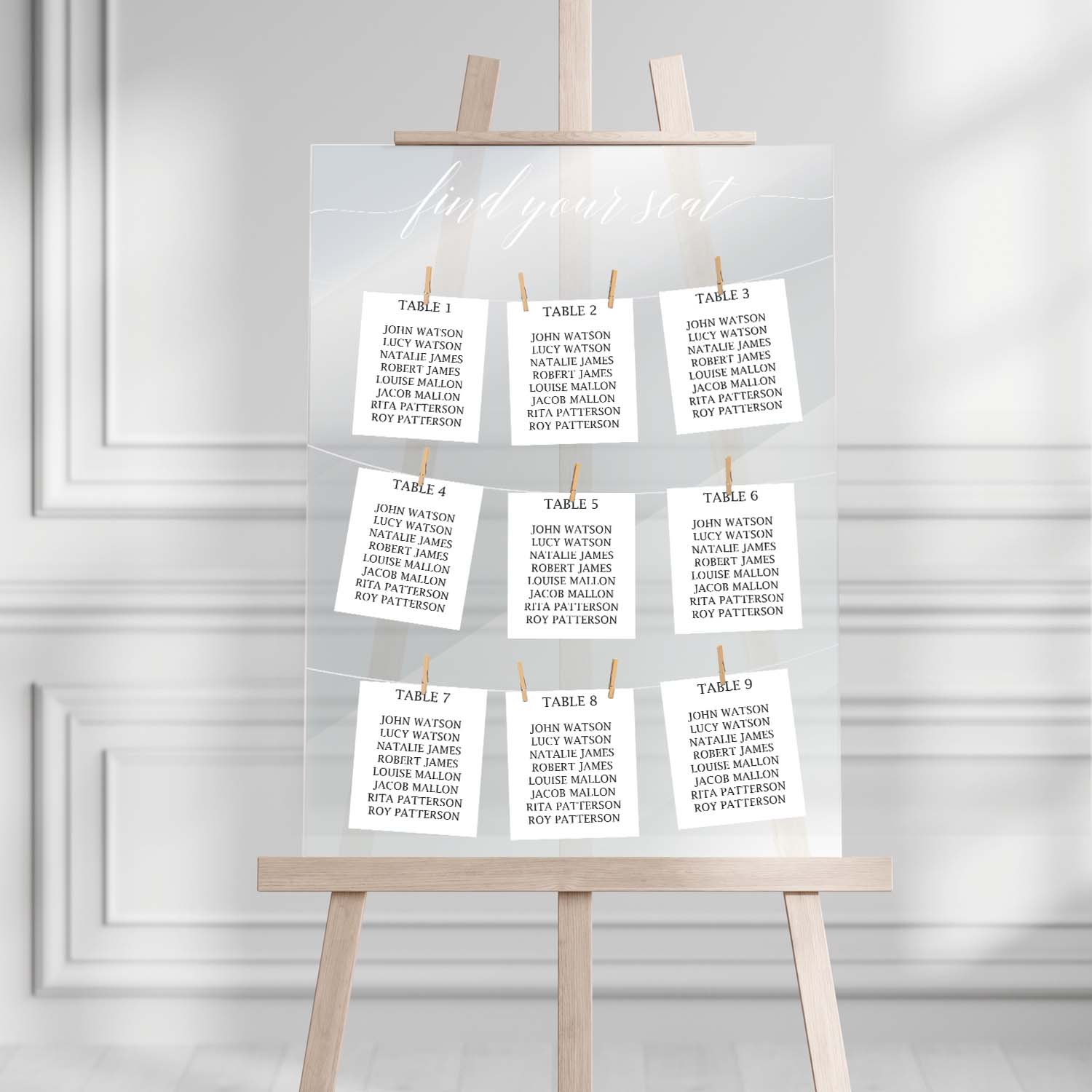 Personalised Pegs Clear Acrylic Table Plan Sign / Large 42 cm x 59.4 cm ...