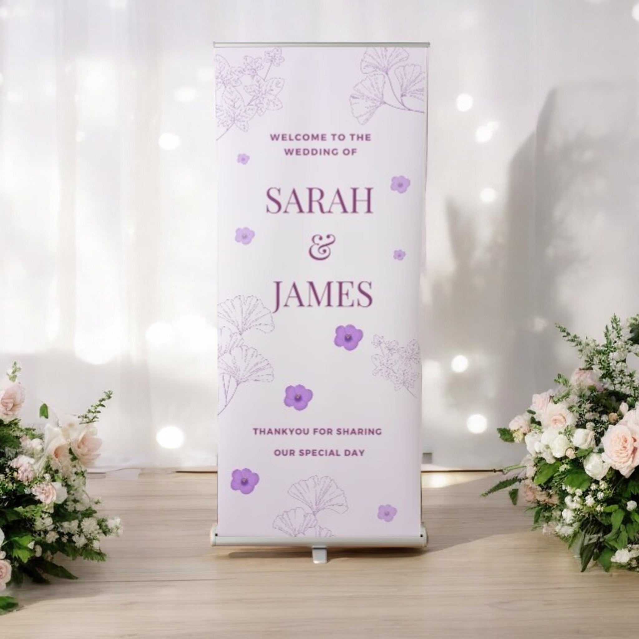 Purple Pastel Wedding Roller Banner, Wedding Welcome Banner ...