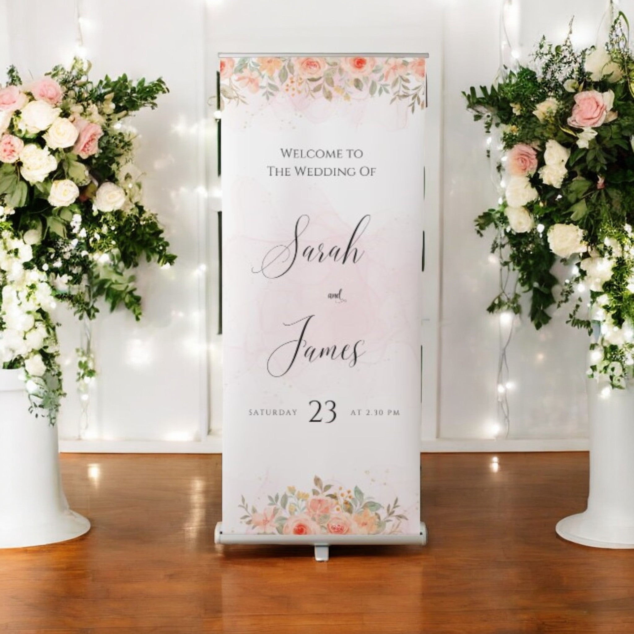 Roses Wedding Roller Banner, Wedding Welcome Banner, Personalised ...