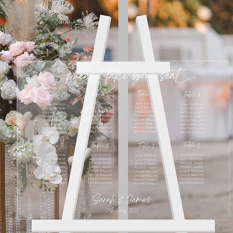 Personalised Wedding Table/Seating Plan, Classic Clear Acrylic Table ...