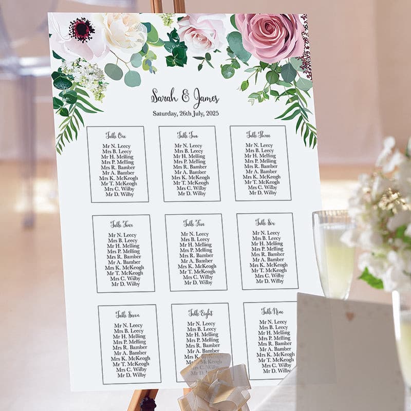 Floral Arch Wedding Table Plan | Bride and Groom Direct