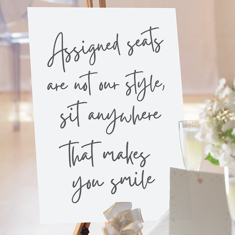 Assigned Seats Wedding Sign | Bride and Groom Direct