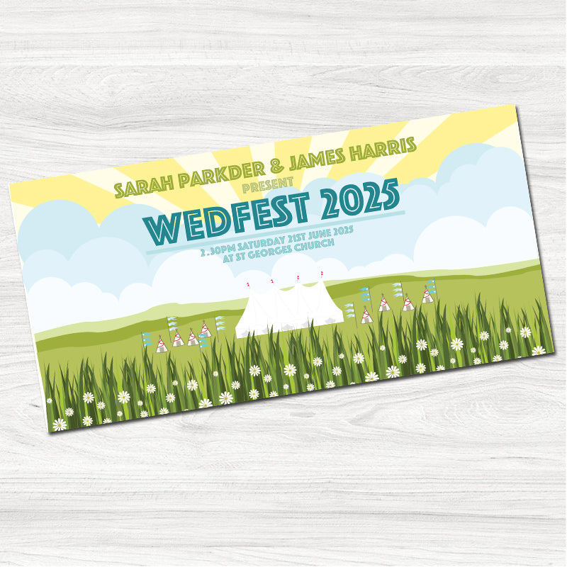 Spring Wedfest Wedding Day Invitation | Bride and Groom Direct